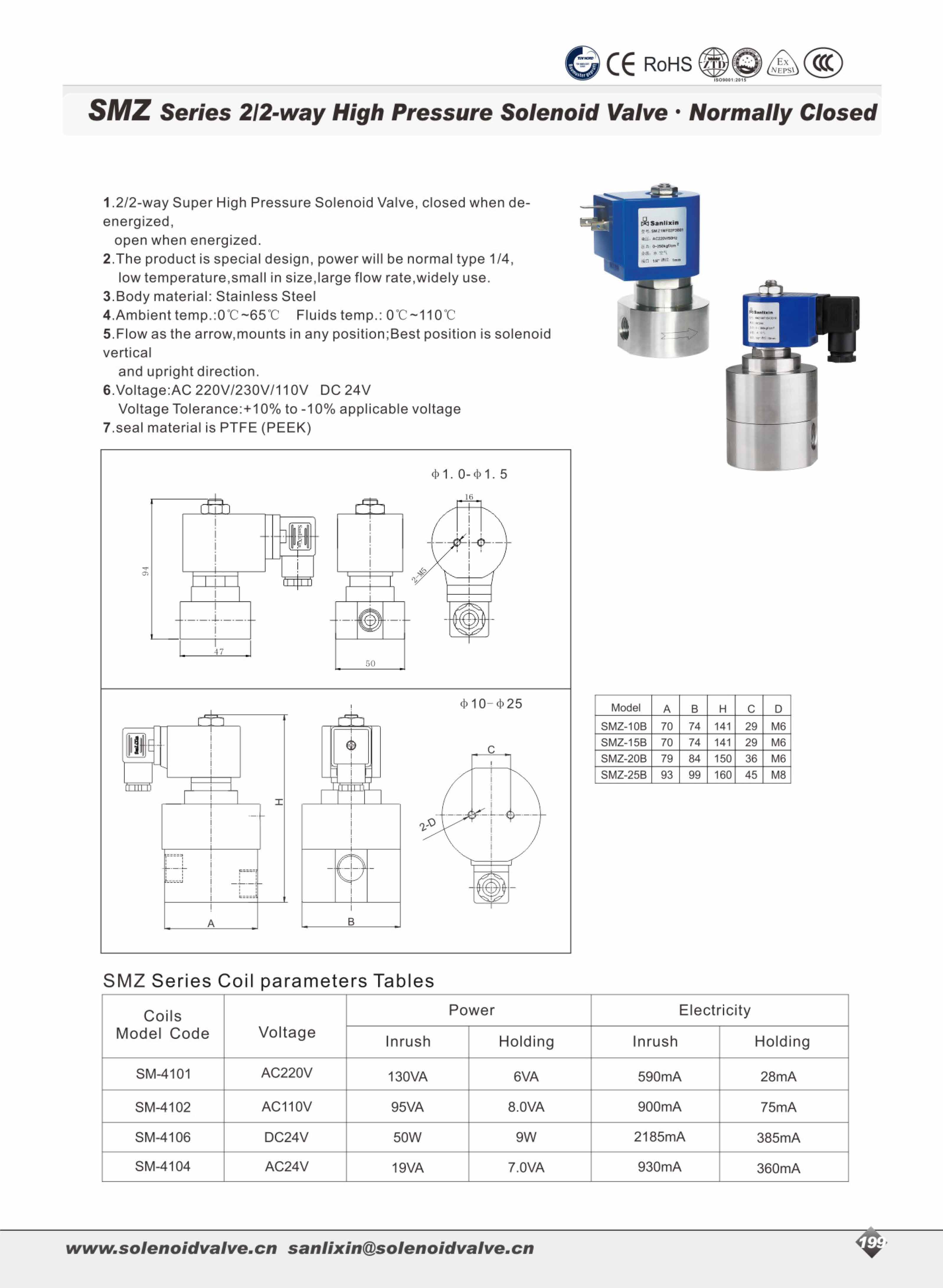 SMZ Series 2/2-way High Pressure Solenoid Valve from China manufacturer - Yuyao Sanlixin ...